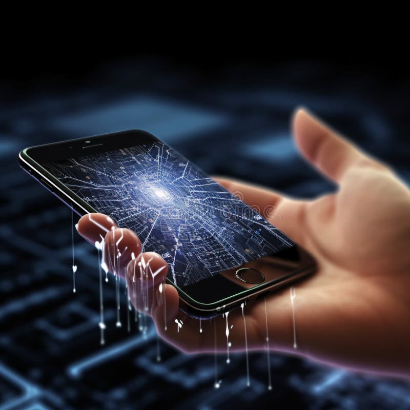 Hand Hold Artificial Intelligence Phone Made with Generative Al Stock ...