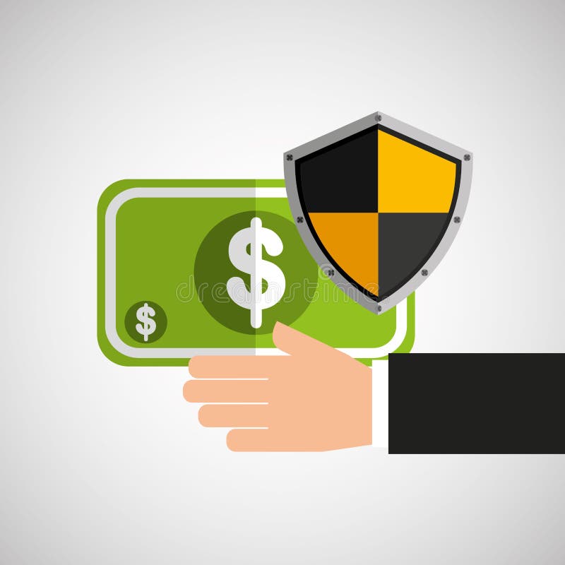 Hand Hold Banknote Shield Protection Stock Vector - Illustration of ...