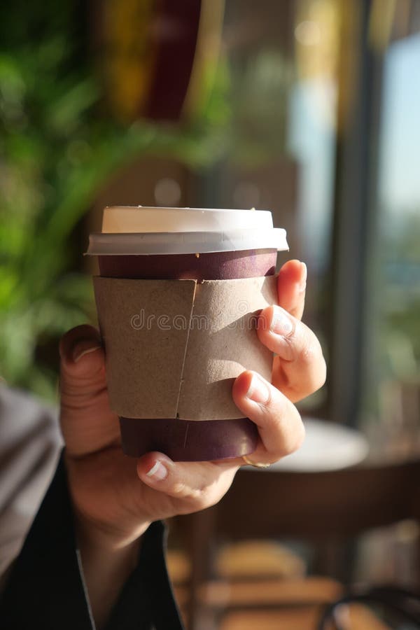 Blank Take Away Kraft Coffee Cup on Table , Stock Photo - Image of ...