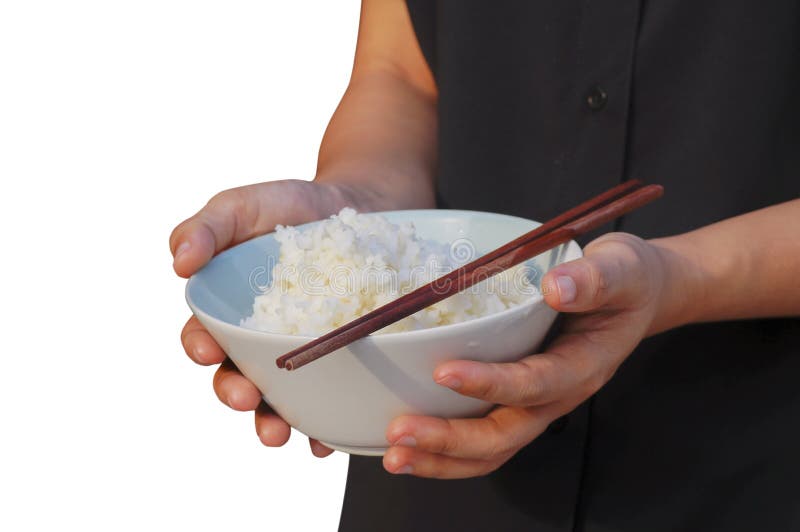 Hand hold bowl of rice stock photo. Image of nature, rice - 83589580
