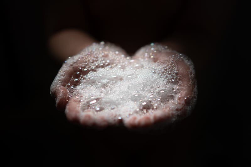 Hand Hold Bubbles in Palm with Light Stock Image - Image of body ...