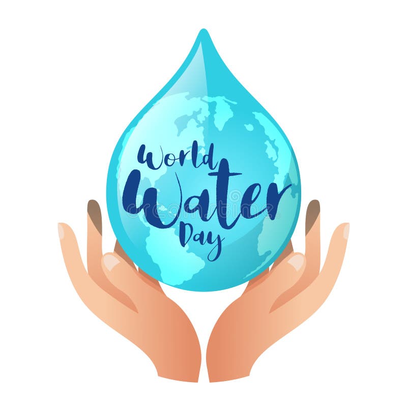 Hand Hold Care World Water Day Text on Blue Drop Water Sign Vector ...