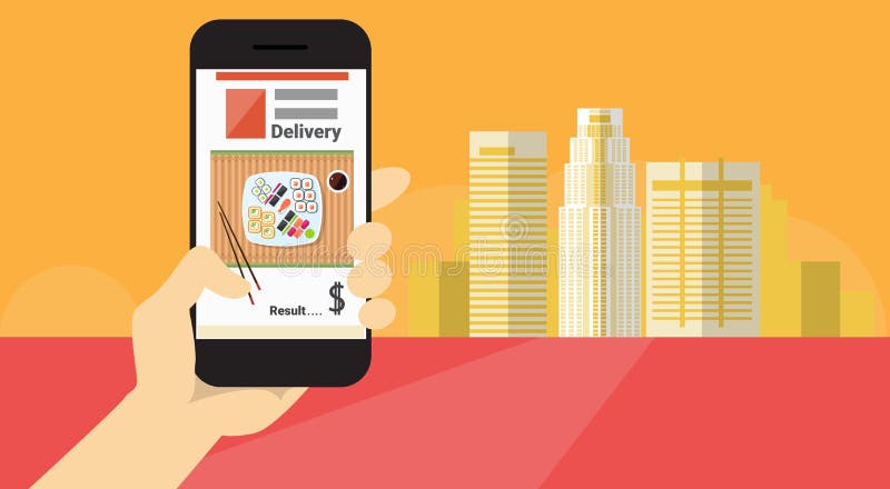Hand Hold Cell Smart Phone Application Online Food Delivery Banner ... Hand Hold Cell Smart Phone Application Online Food Delivery Banner ...