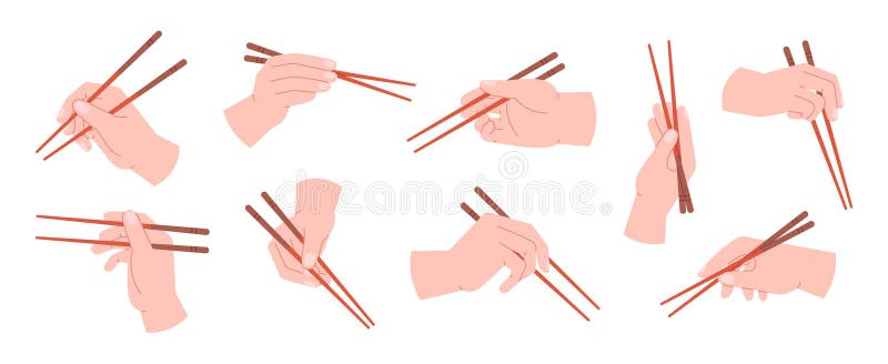 Hand Hold Chopsticks Different Positions. Asian Style Eating with ... Hand Hold Chopsticks Different Positions. Asian Style Eating with ...