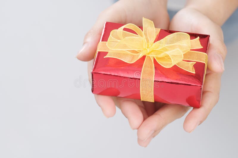 The Hand Hold Christmas Present Stock Image - Image of celebration ...