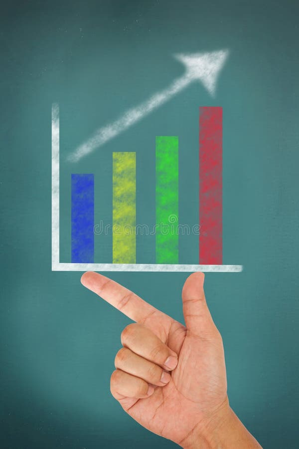 Hand Hold Color Graph with Arrow Stock Illustration - Illustration of ...