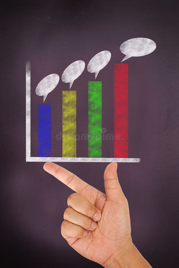 Hand Hold Color Graph with Blank Speech Balloon Stock Illustration ...