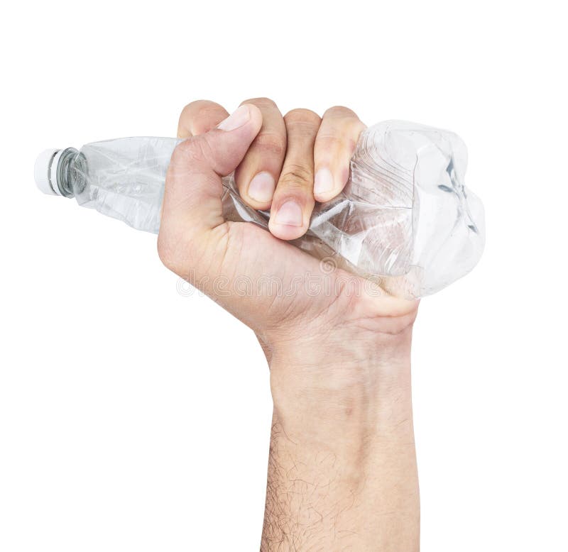 Compressed Plastic Drinking Water Bottle on ISolated Black Background ...