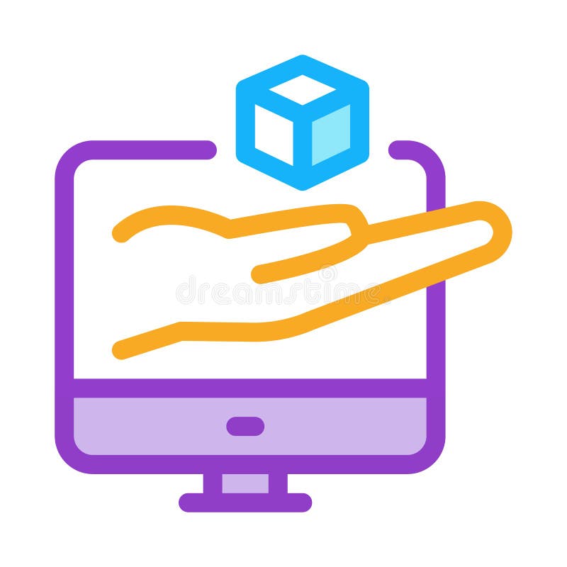Hand Hold Cube Computer Screen Icon Vector Outline Illustration Stock ... Hand Hold Cube Computer Screen Icon Vector Outline Illustration Stock ...