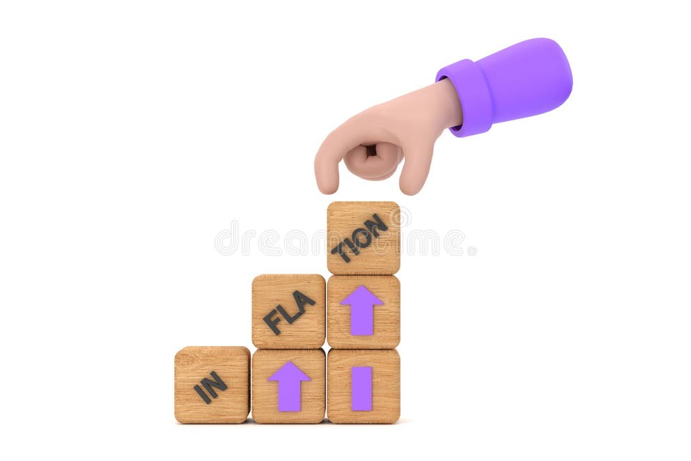 Hand Hold Cubes, Dice or Blocks with Inflation Stock Illustration ...
