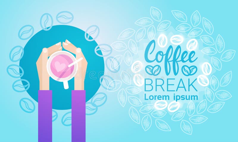 Hand Hold Cup Tea Coffee Break Morning Beverage Banner Stock Vector ...