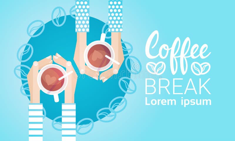 Hand Hold Cup Tea Coffee Break Morning Beverage Banner Stock Vector ...