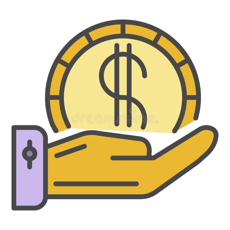 Hand Hold Dollar Coin Icon Color Outline Vector Stock Vector ...