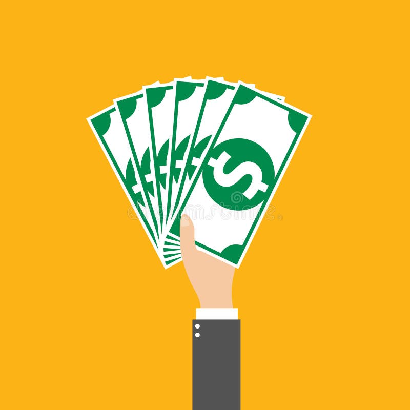 Hand Hold Dollars Banknote Pack Flat Design, Vector Stock Vector ...