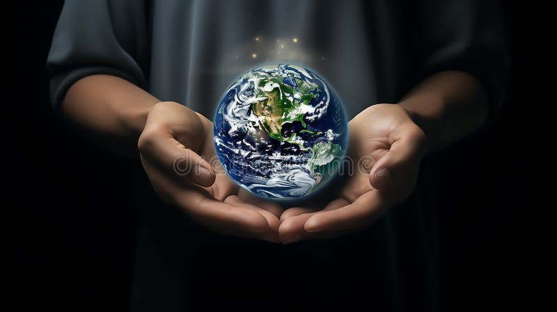 Hand Hold Earth and in Universe Environment Concept Stock Illustration ...