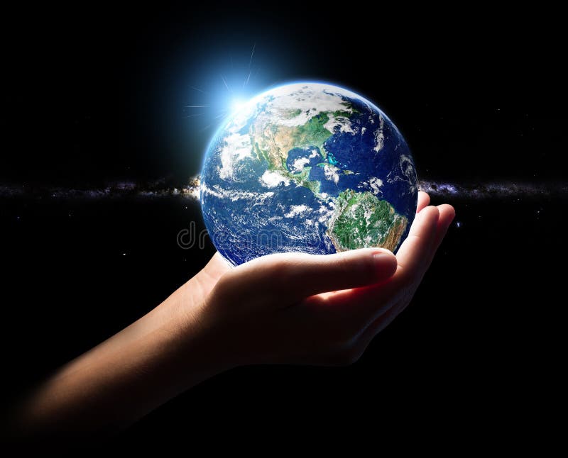 Hand Hold Earth Environment Element Finished by Nasa Stock Image ...