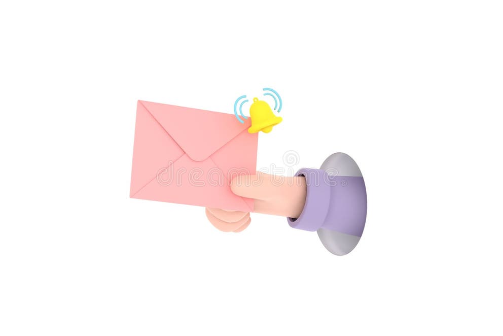 Hand Hold an Envelope of Sending Notification with Email Message Bell ...