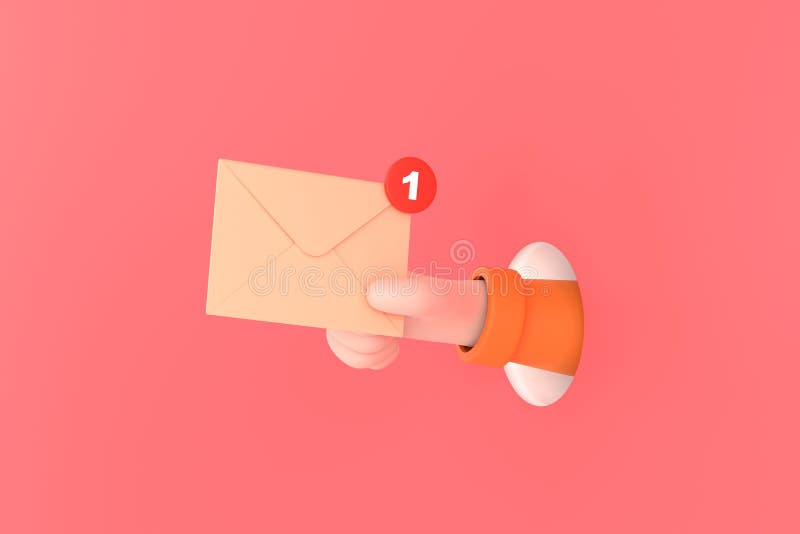 Hand Hold an Envelope of Sending Notification Icon with E-mail Message ...