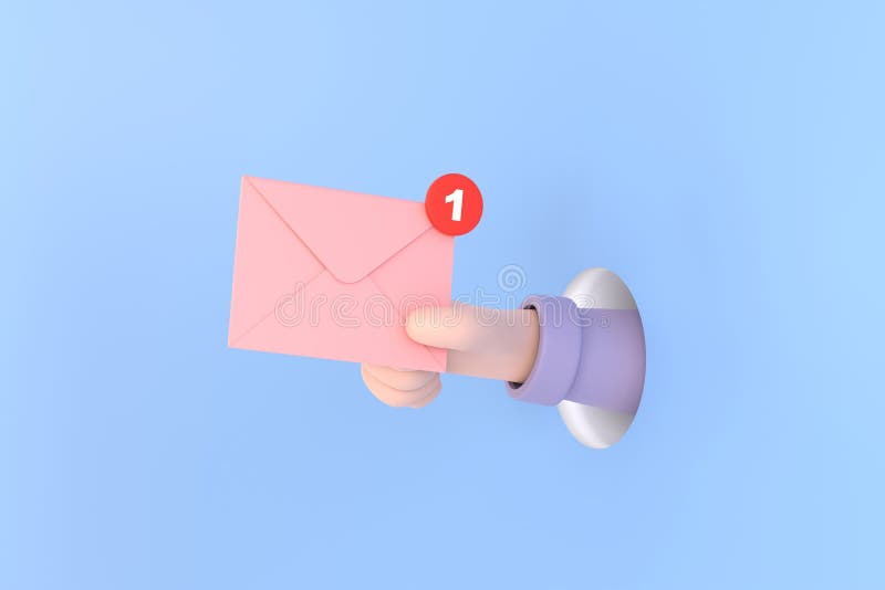 Hand Hold an Envelope of Sending Notification Icon with E-mail Message ...