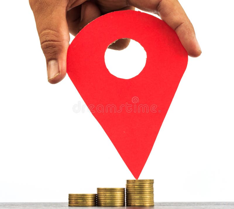 Hand Hold GPS Symbol on a Coin. Stock Photo - Image of business, cash ...