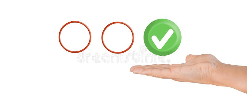 Hand Hold Green Right Sign Icon and Empty Red Icon. Choice Concept ...