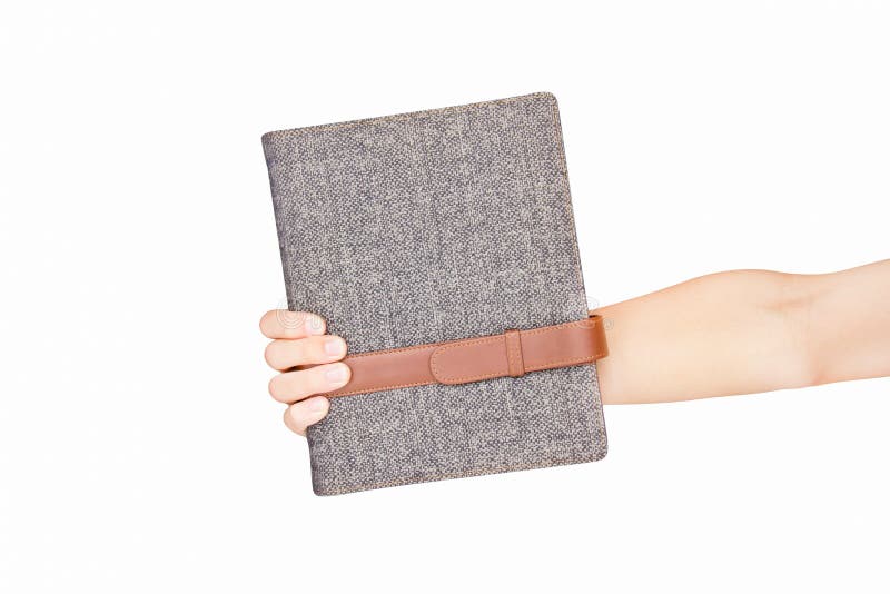 Hand Hold a Grey Notebook on Isolated Stock Image - Image of grey ...