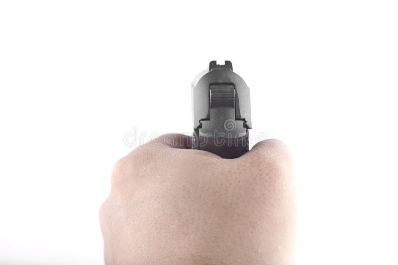 A Hand Holding a Semi Automat Gun Pointing Forward Stock Photo - Image ...