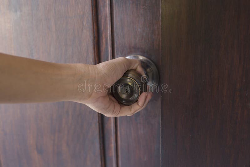 Hand Hold Handle of Wood Door Stock Image - Image of luxury, hold: 82382379