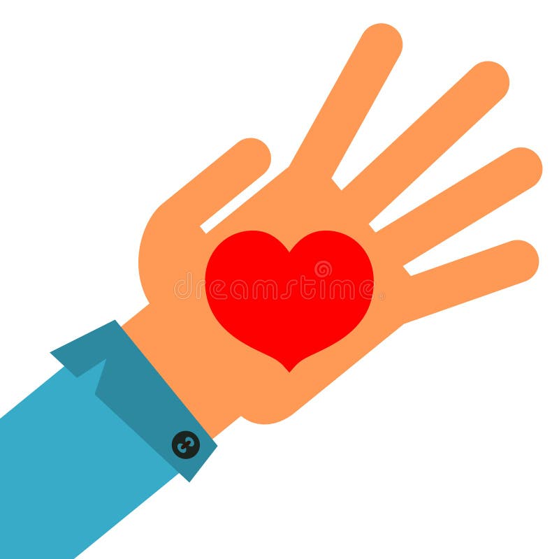 Hand hold heart stock illustration. Illustration of hand - 43128003
