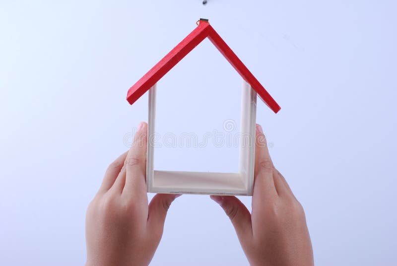 Hand Hold House on White Background Stock Image - Image of design ...
