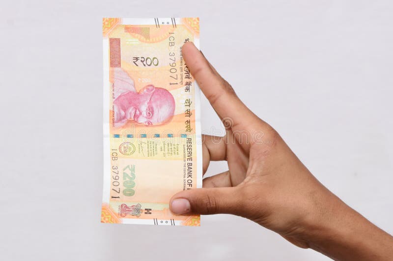 Hand Hold Indian Currencies 200 Rupee Notes Stock Photo - Image of hold ...