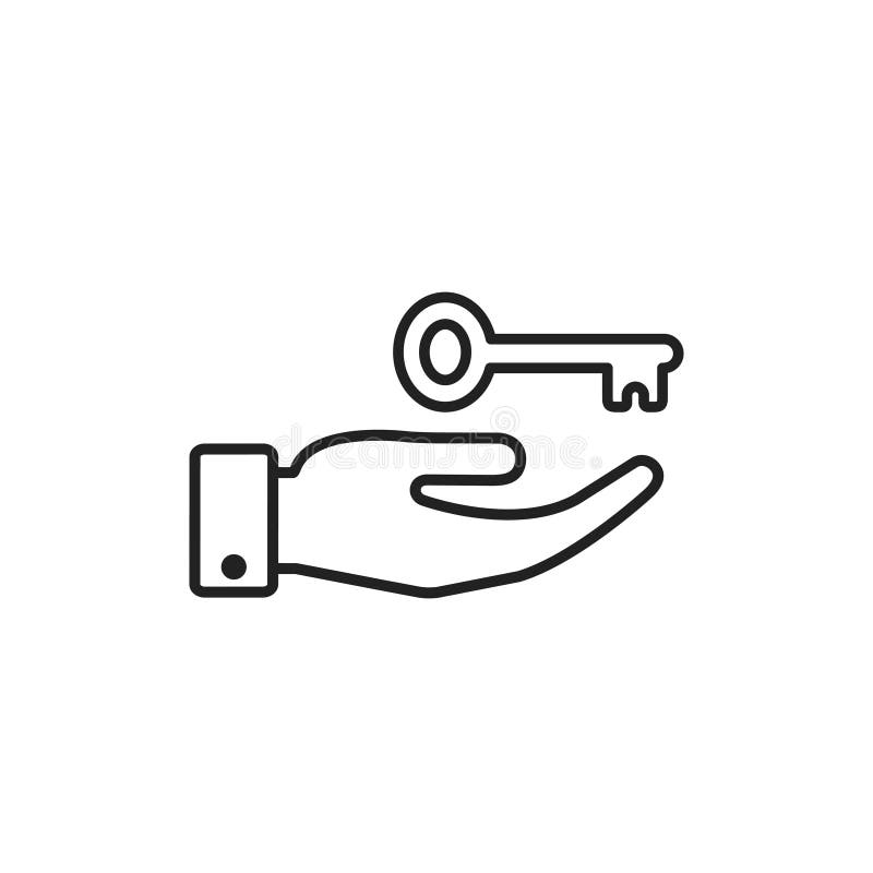 Hand Hold a Key Line Icon, Vector Isolated Illustration Stock Vector ...
