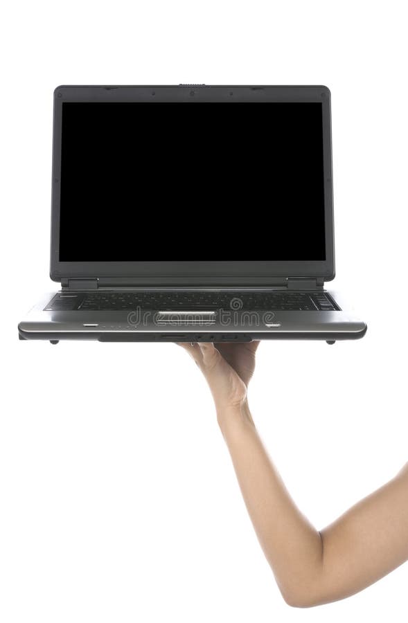 Hand Hold Laptop stock photo. Image of modern, woman - 25479770