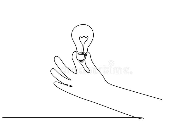 Hand Hold Light Bulb Continuous Line Drawing. Business, Idea and Creativity Concept Illustration ...