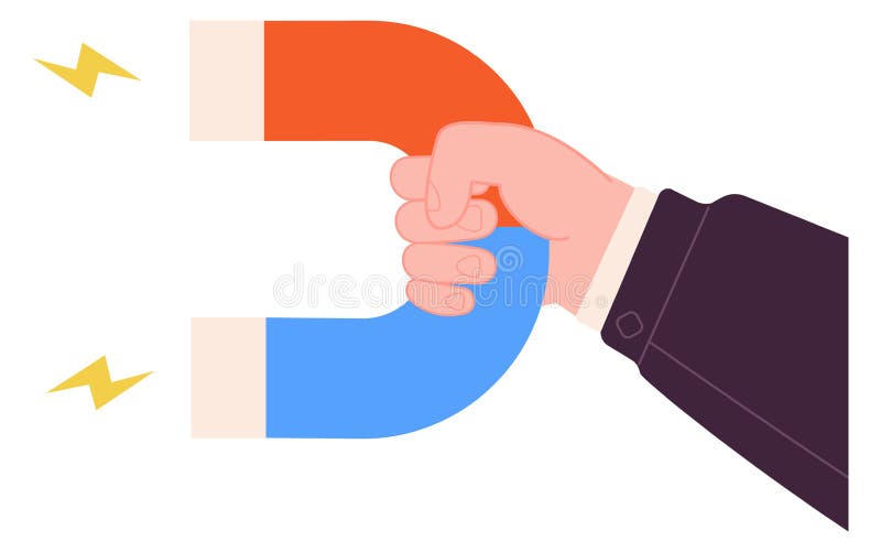 Hand Hold Magnet Horseshoe. Physical Power Symbol Stock Vector ...