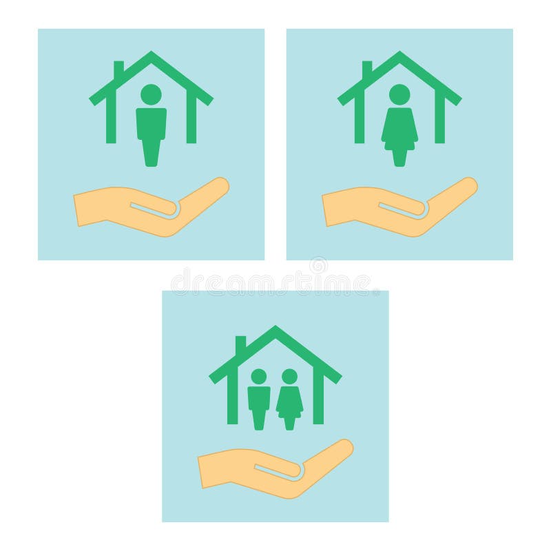 Hand Hold Man and Waman People in House Stock Vector - Illustration of ...