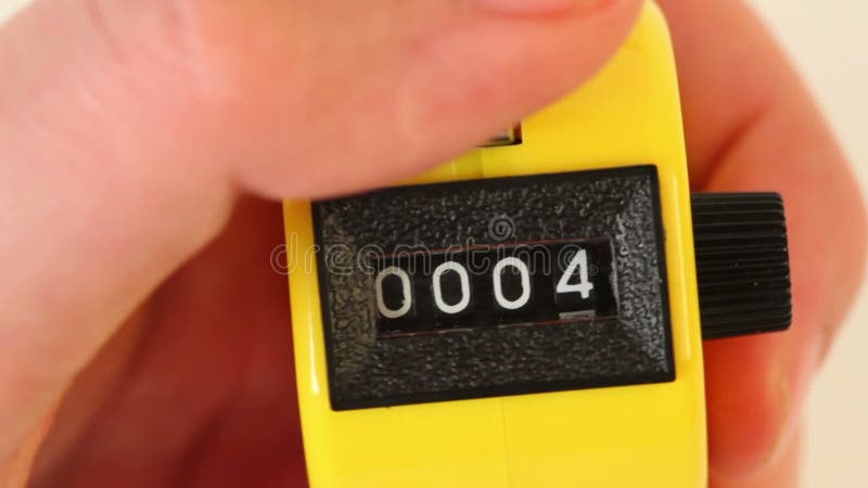 Hand Hold Mechanical Counter and Pushes Button for Stock Footage ...