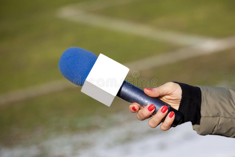 Hand Hold Microphone for Interview. Stock Image - Image of music, idea ...