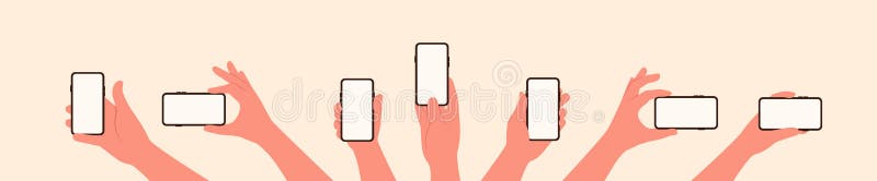 Hand Hold the Mobile Phone in a Horizontal and Vertical Position with ...