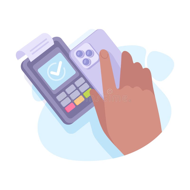 Hand Hold Mobile Smartphone Make Payment Vector Illustration Stock ...
