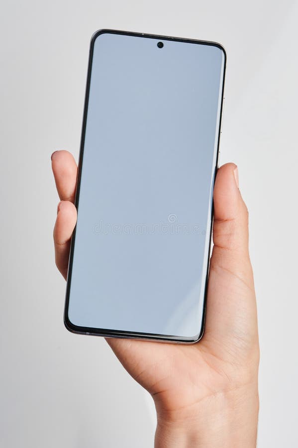 Hand Hold Modern Big Smartphone Stock Image - Image of interface ...