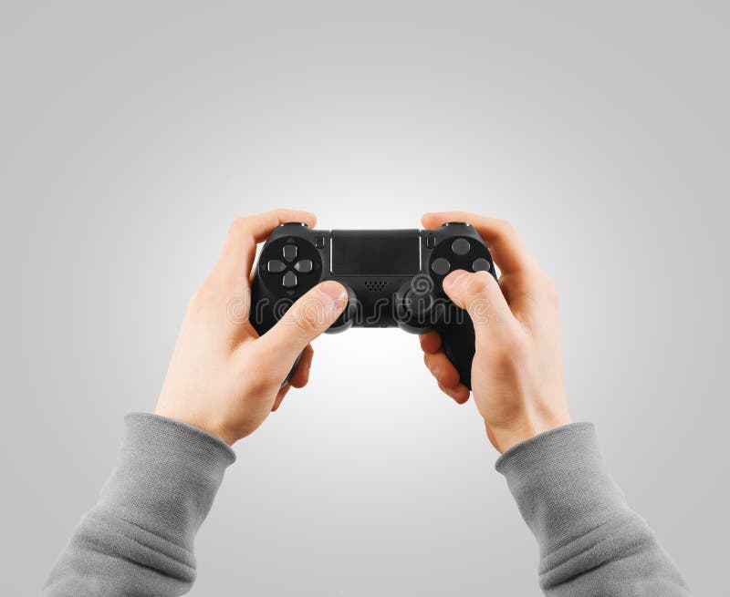 Hand Hold New Joystick . Gamer Play Game with Gamepad Co Stock Image ...
