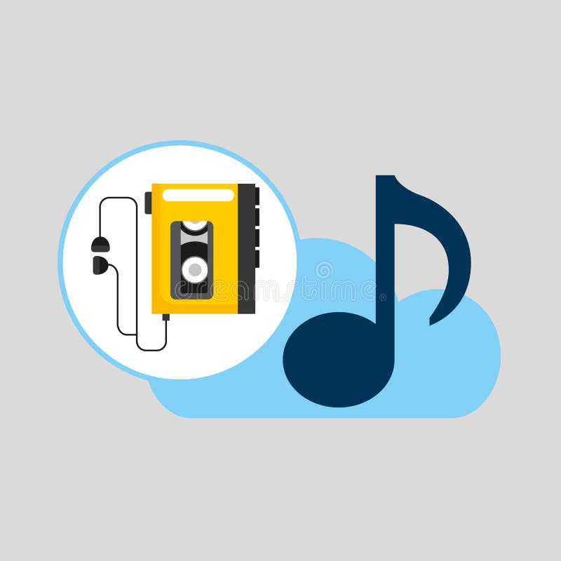 Hand Hold Note Music Cloud and Music Player Retro Stock Vector ...