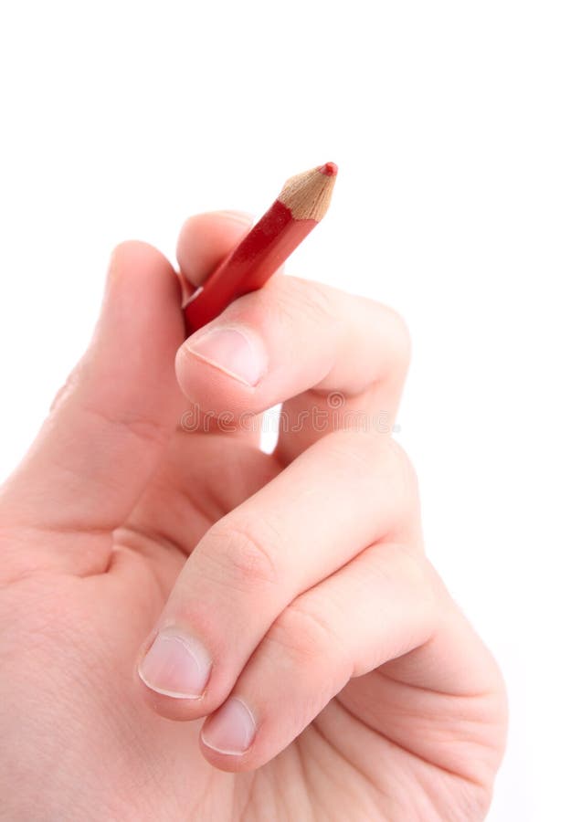 Hand hold pencil. Isolated stock image. Image of hand - 18216729