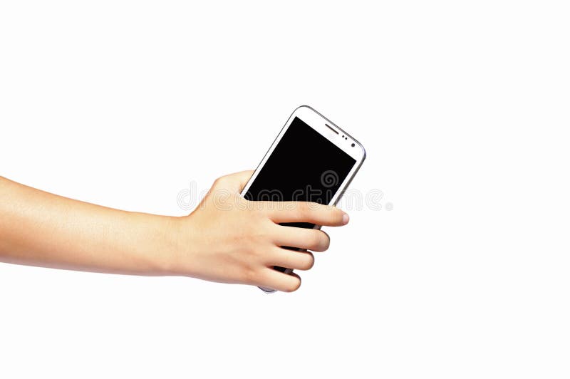 Hand Hold Phone With Back Hand Isolated Stock Photo - Image of ...