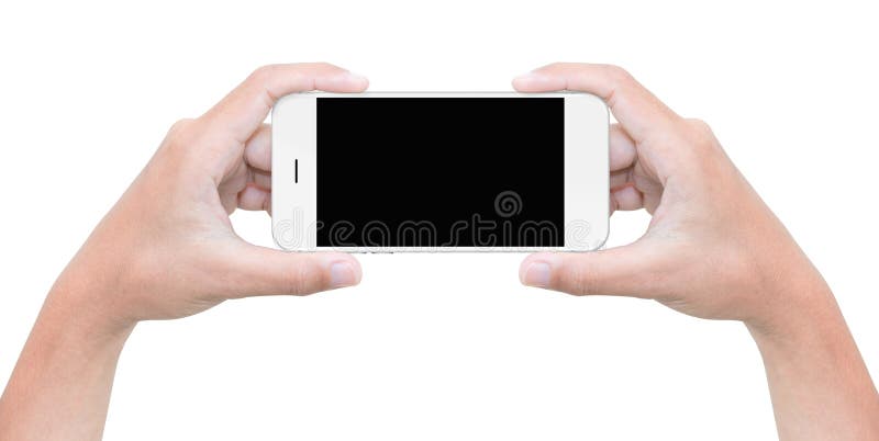 Hand Hold Phone Isolated on White with Clipping Path Stock Image ...