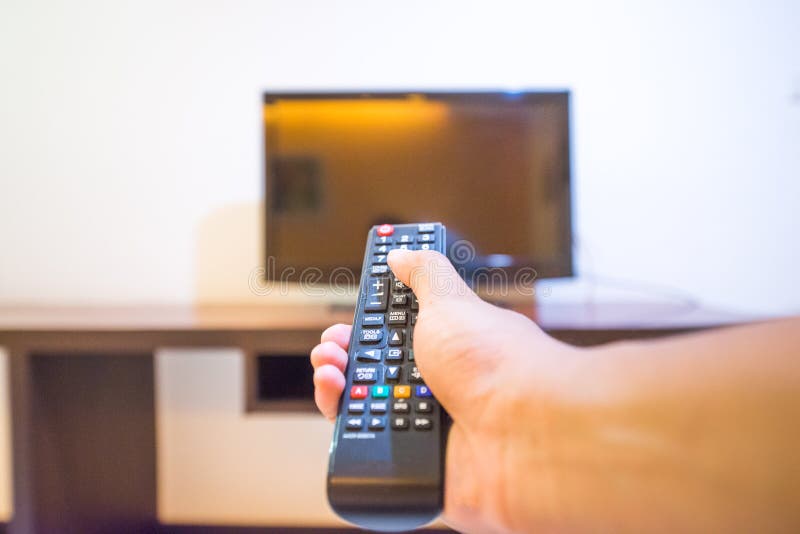 Hand Hold Remote for Control Television (Shallow Blurred) Stock Image ...