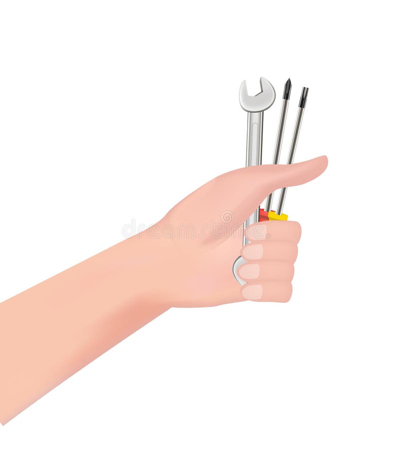 Hand hold a repair tool stock illustration. Illustration of industry ...