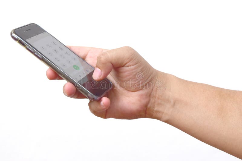 Hand Hold Phone With Back Hand Isolated Stock Photo - Image of ...