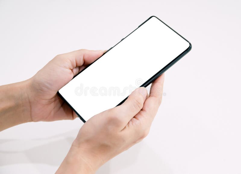 Hand Hold Smart Phone White Blank Screen Stock Image - Image of phone ...